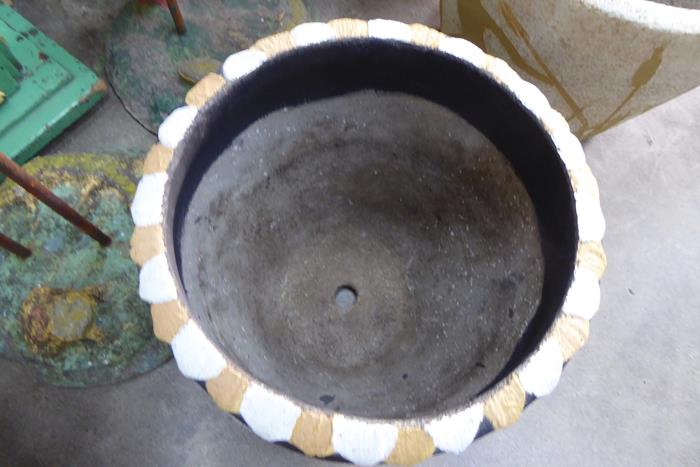 MID CENTURY CONCRETE PLANTER WITH PETAL RIM - Mark Denver